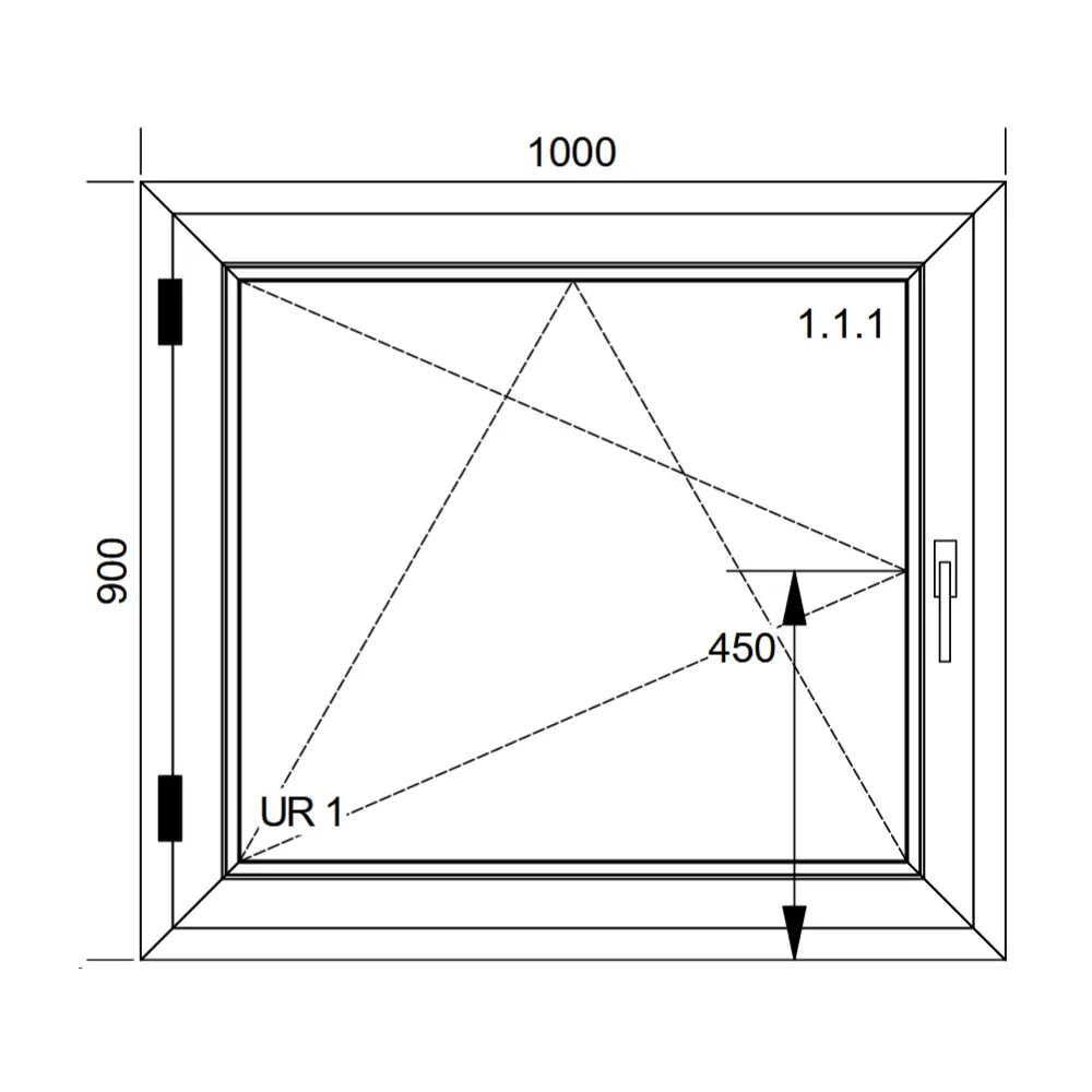 Kunststofffenster PVC Fenster 100x90 cm DREH/KIPP Aluplast Ideal 4000